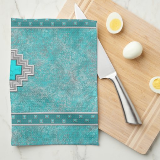 Southwest Turquoise Kitchen Towel | Zazzle