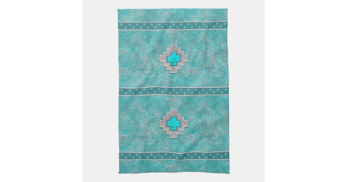Southwest Turquoise Kitchen Towel | Zazzle