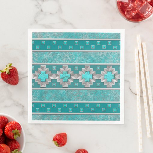 Southwest Turquoise Paper Dinner Napkins | Zazzle