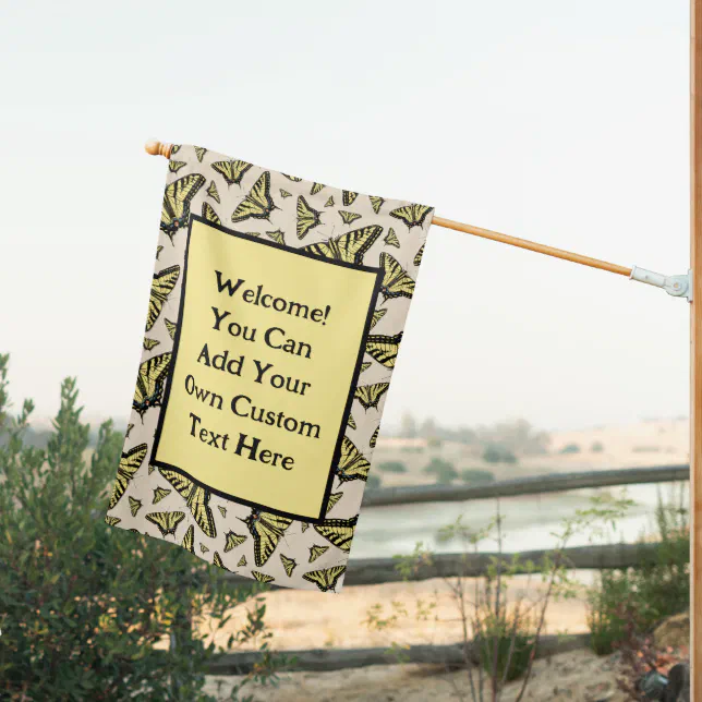 Southwest Yellow Swallowtail Butterflies Pattern House Flag | Zazzle