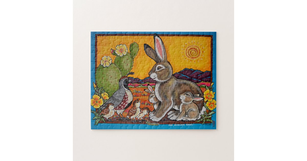 Southwestern Animals Wildlife Rabbit Quail Puzzle | Zazzle