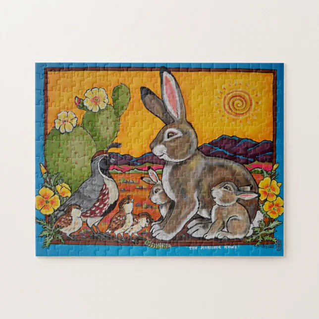 Southwestern Animals Wildlife Rabbit Quail Puzzle | Zazzle