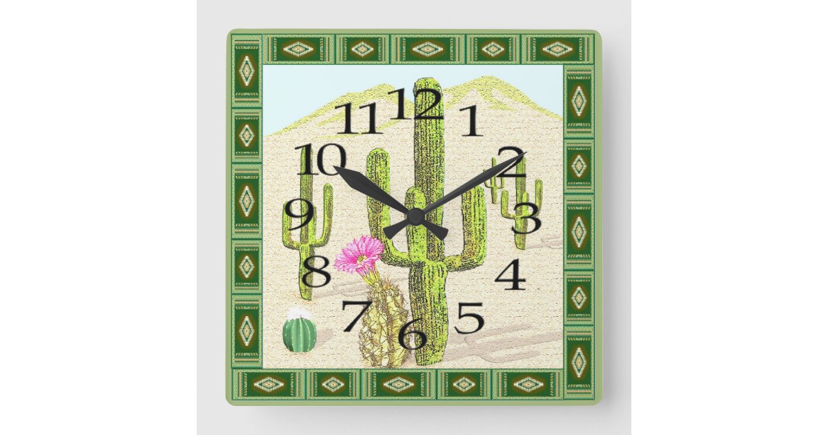 Southwestern Cactus Clock | Zazzle