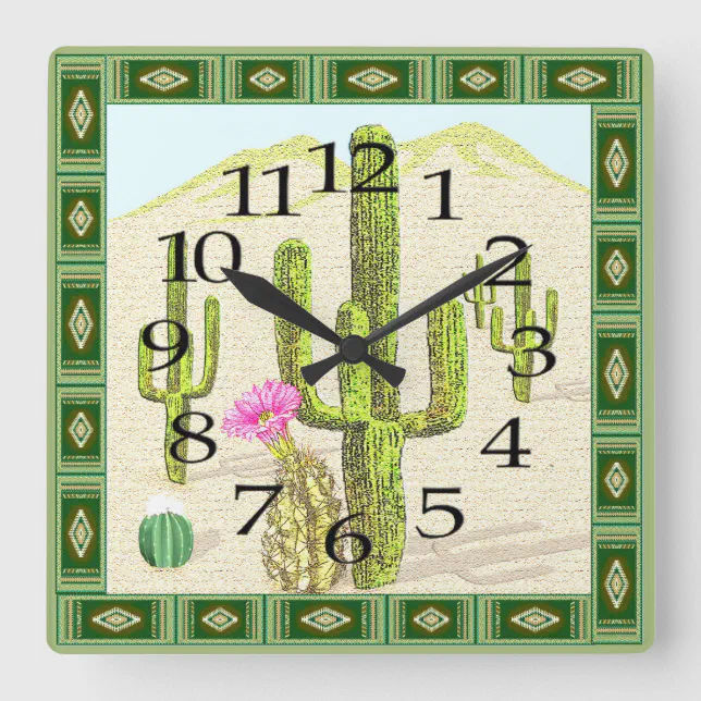 Southwestern Cactus Clock | Zazzle
