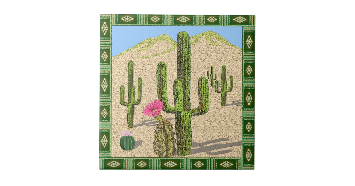 southwestern cactus tile | Zazzle