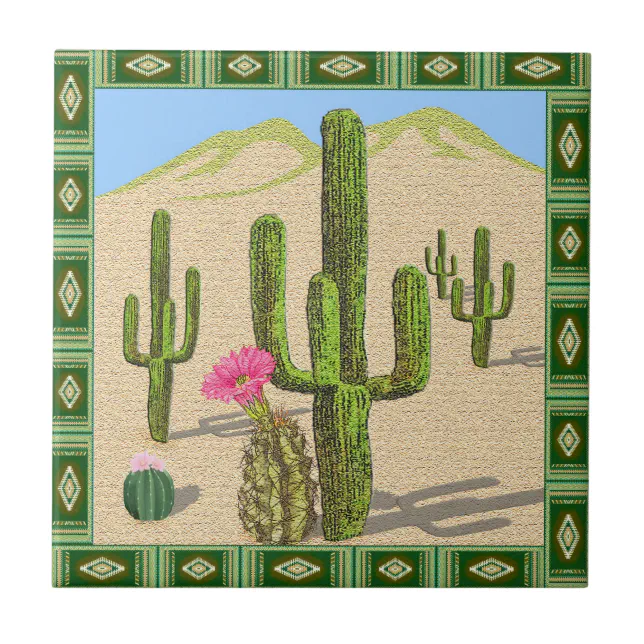 southwestern cactus tile | Zazzle