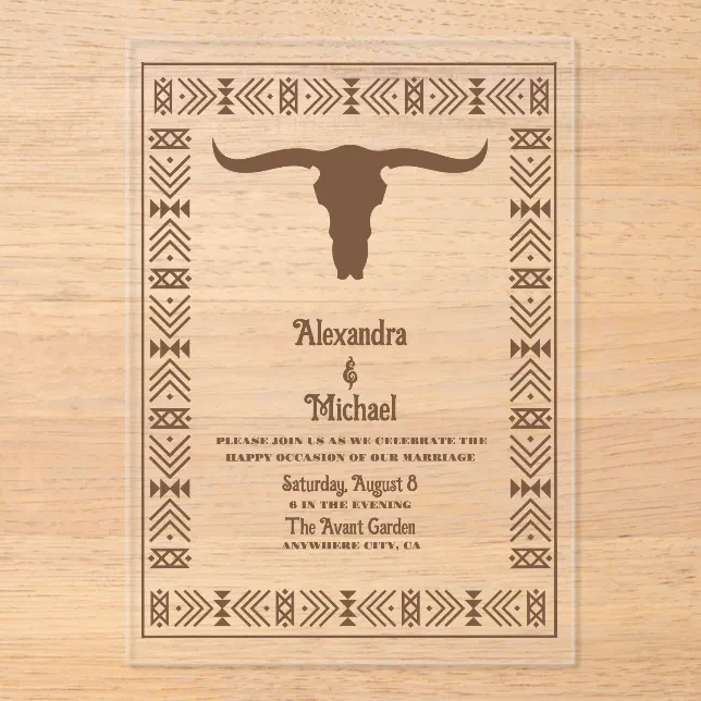 Southwestern Country Ranch Western Wedding Acrylic Invitations | Zazzle
