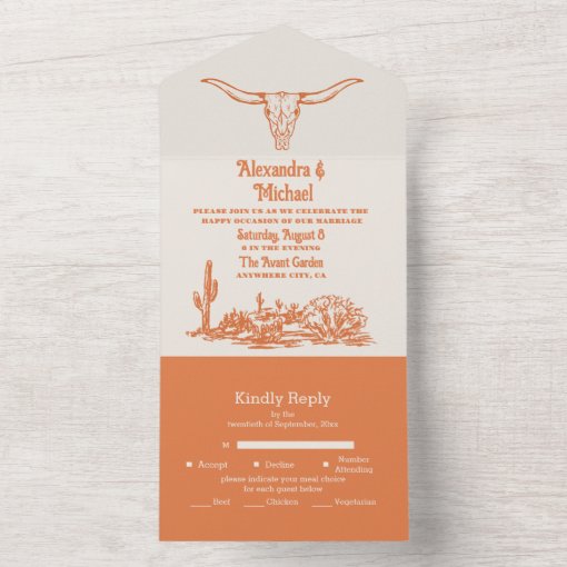 Southwestern Country Ranch Western Wedding All In One Invitation | Zazzle