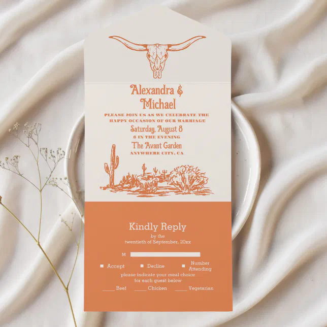 Southwestern Country Ranch Western Wedding All In One Invitation | Zazzle