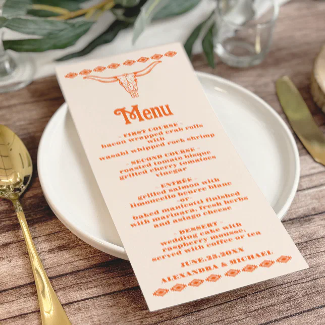 Southwestern Country Ranch Western Wedding Menu | Zazzle