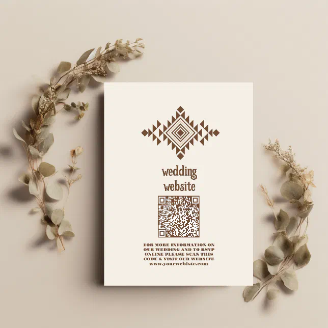 Southwestern Country Ranch Western Wedding QR CODE Enclosure Card | Zazzle