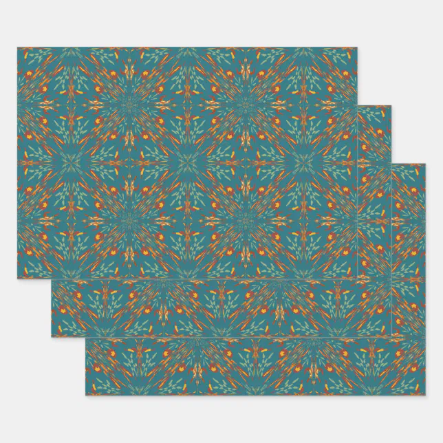 Southwestern Golden Sun Ray Colors Pattern Wrapping Paper Sheets | Zazzle