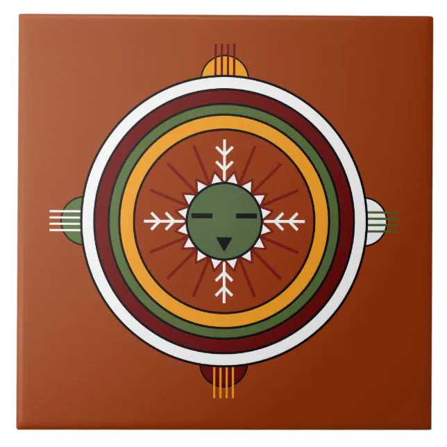 Southwestern Hopi Native American Tribal Sun Face Ceramic Tile | Zazzle