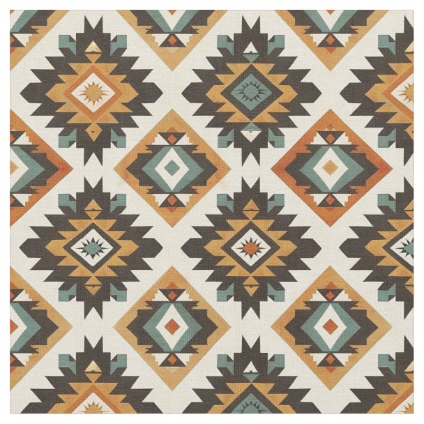 southwestern ethnic pattern fabric | Zazzle