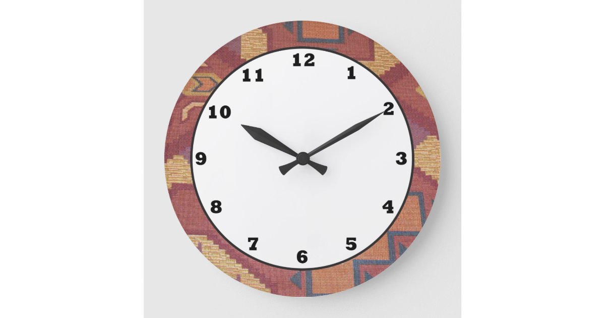 Southwestern style pattern fun wall clock | Zazzle