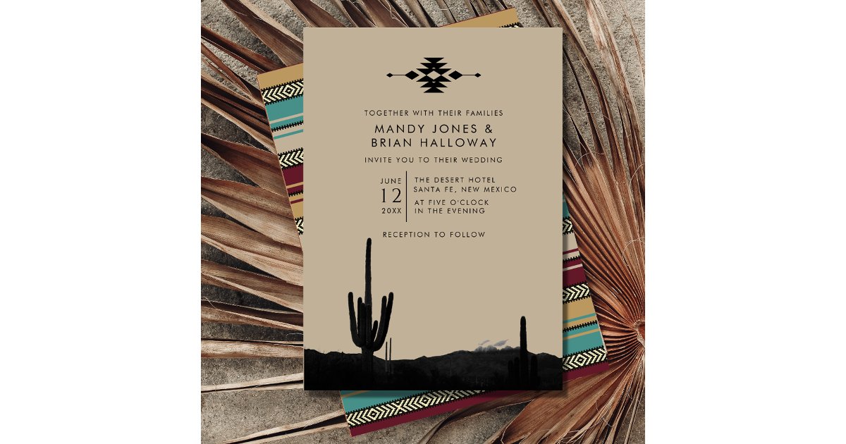 Southwestern Summer Desert Cactus Wedding Invitation | Zazzle