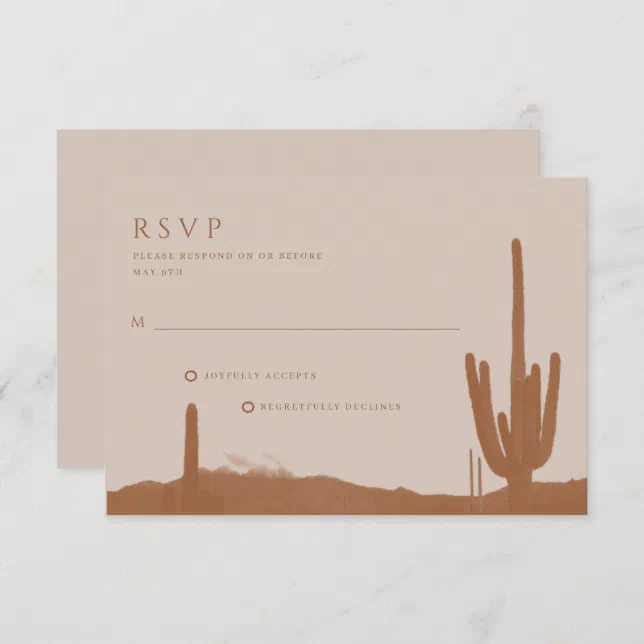 Southwestern Terracotta Desert Cactus Wedding RSVP Card | Zazzle