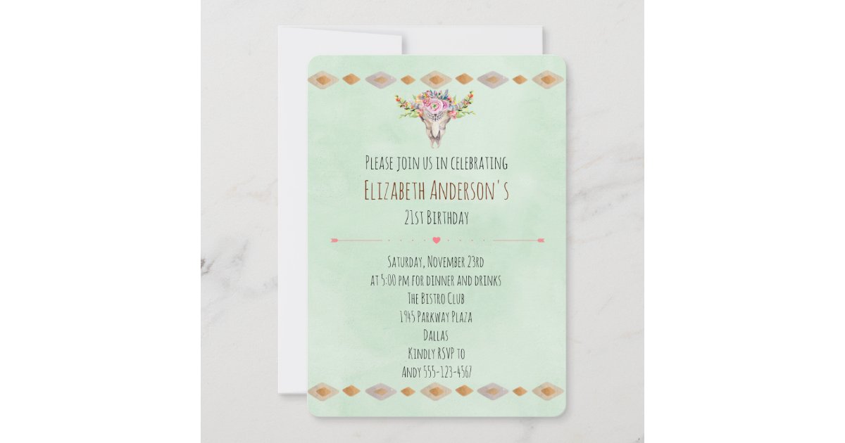 Southwestern Tribal Boho Themed Birthday Invite | Zazzle