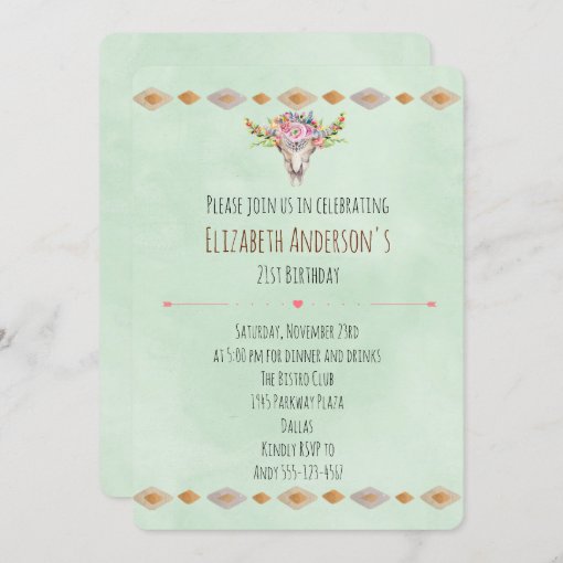 Southwestern Tribal Boho Themed Birthday Invite | Zazzle