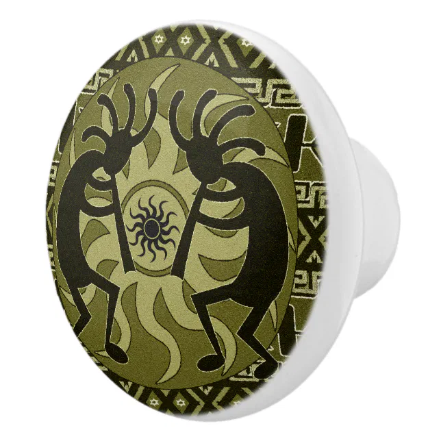 Southwestern Tribal Sun Aztec Pattern Kokopelli Ceramic Knob | Zazzle