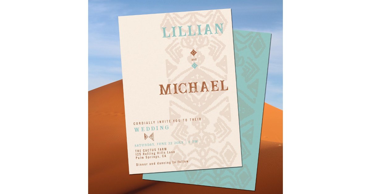 Southwestern Weave Desert Western Aztec Wedding Invitation | Zazzle