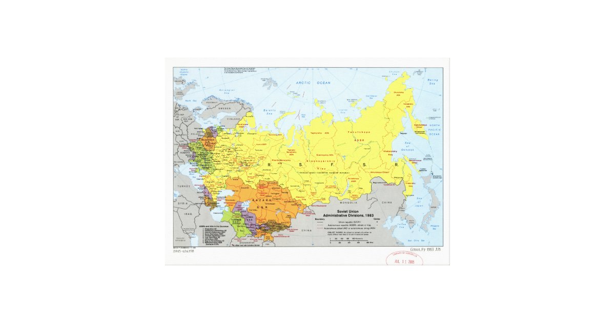 Soviet Union Administrative Divisions Map (1983) Canvas Print | Zazzle