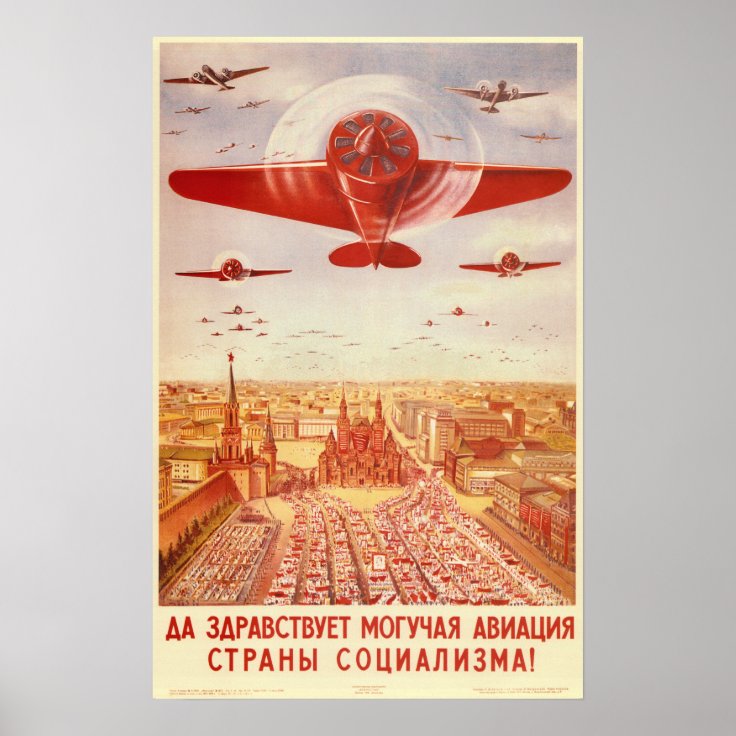 SOVIET UNION Long Live Mighty Aviation War Poster | Zazzle