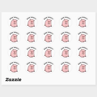 Sow What Funny Sassy Pig Puns Classic Round Sticker | Zazzle