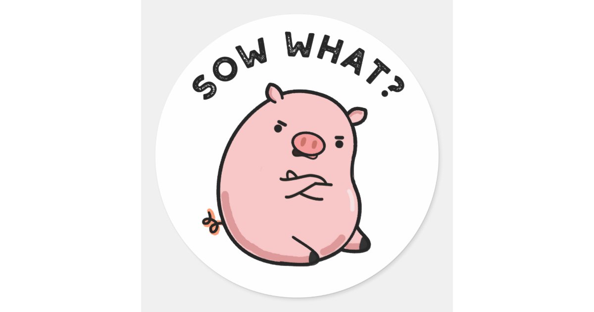 Sow What Funny Sassy Pig Puns Classic Round Sticker | Zazzle