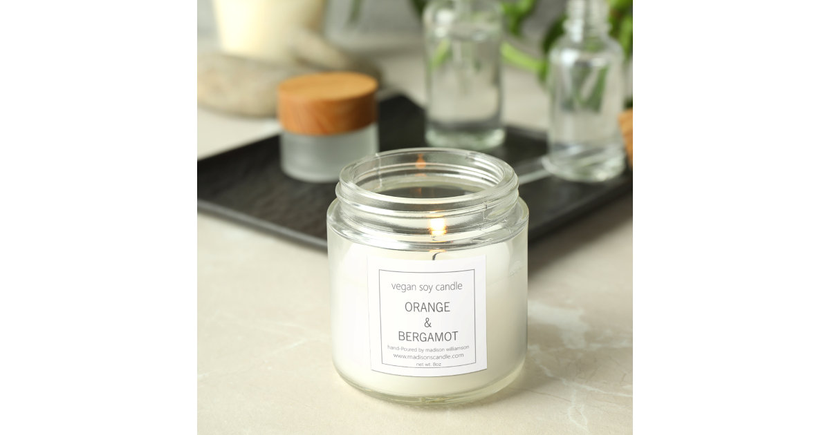 Soy Candle | Simple Minimalist Grey & White 3 inch Square Sticker | Zazzle