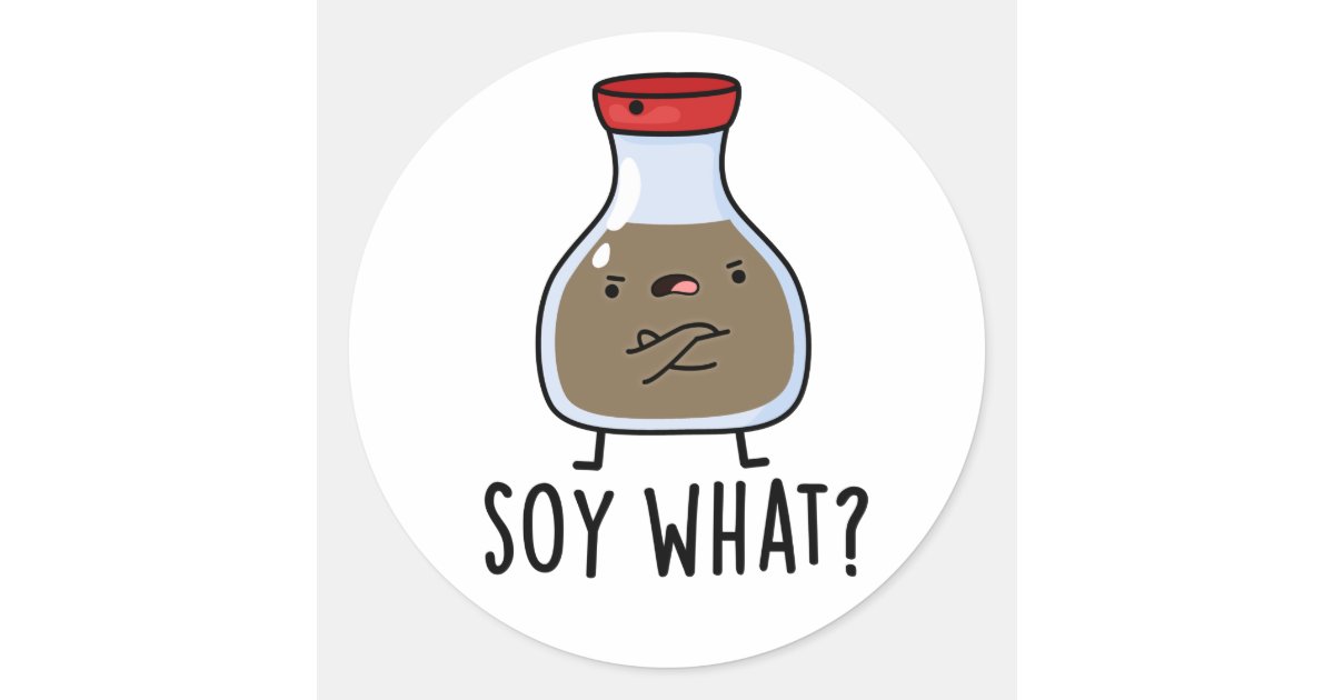 Soy What Funny Soy Sauce Pun Classic Round Sticker | Zazzle