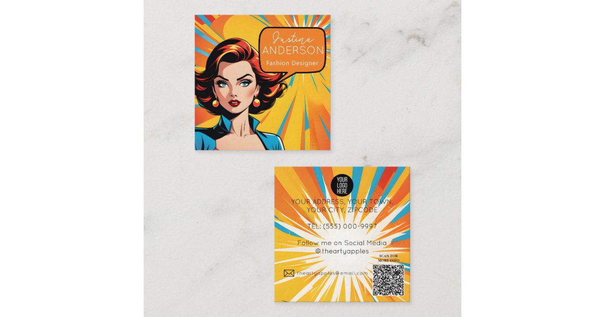 spa and beauty parlour Retro Pop Art woman Wow Square Business Card ...