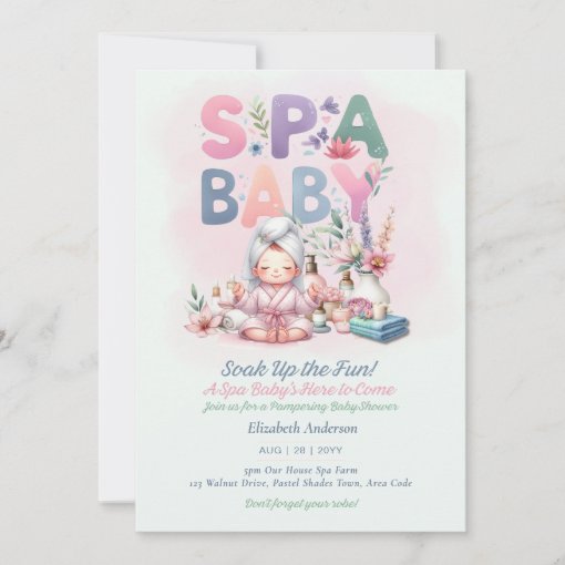 Spa Baby Shower - Pamper Day Mint Green Invitation | Zazzle