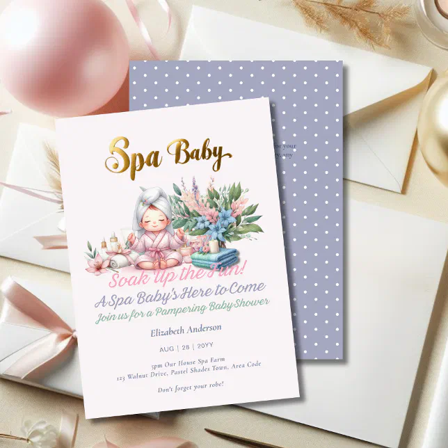 Spa Baby Shower - Pamper Day Pastel Shades Invitation | Zazzle