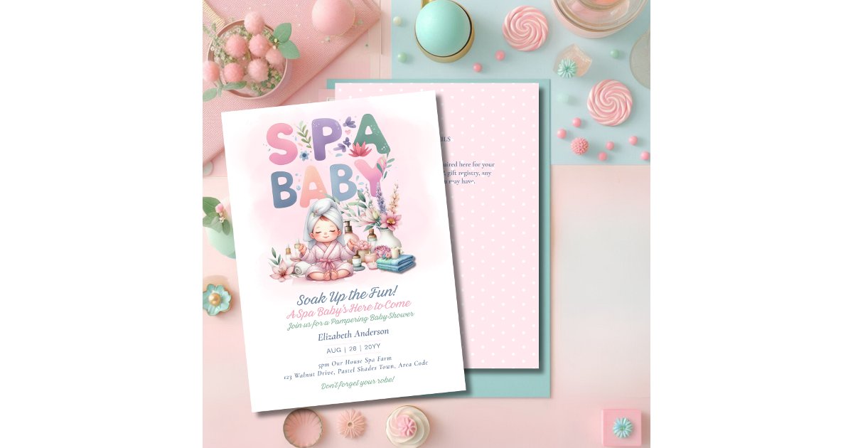 Spa Baby Shower - Pamper Day Pink Invitation | Zazzle