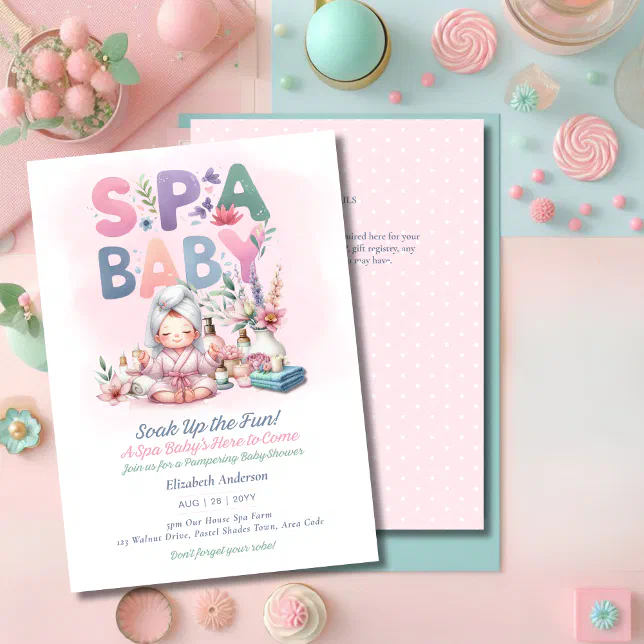 Spa Baby Shower - Pamper Day Pink Invitation | Zazzle