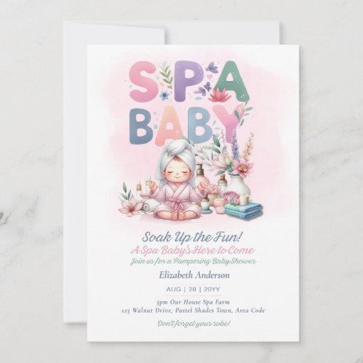 Spa Baby Shower - Pamper Day Pink Invitation | Zazzle
