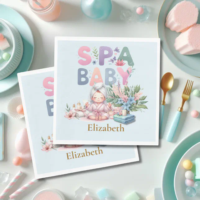 Spa Baby Shower Party Dinner ware Napkins | Zazzle