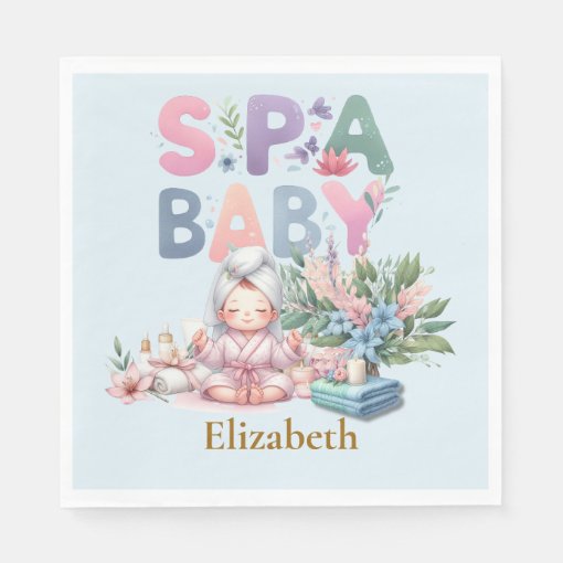 Spa Baby Shower Party Dinner ware Napkins | Zazzle