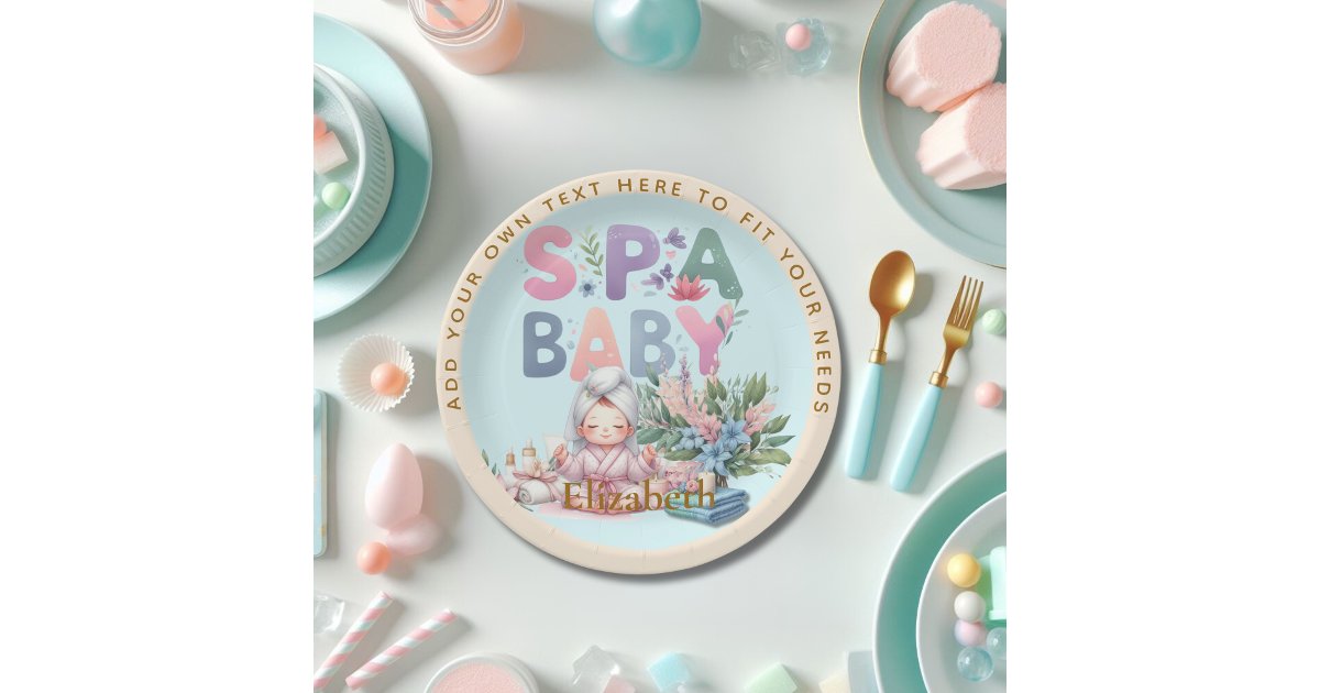Spa Baby Shower Party Dinner ware Paper Plates | Zazzle
