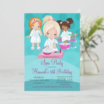 Spa Birthday Invitation for Girls | Zazzle