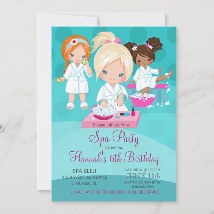 Spa Birthday Invitation for Girls | Zazzle.com