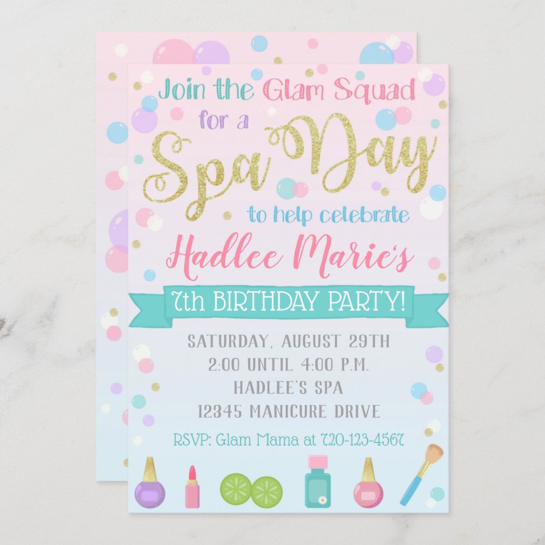 Spa Birthday Invitation Spa Party | Zazzle