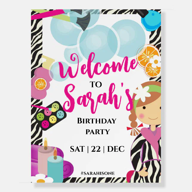 Spa Birthday or Girl Sleepover Party Welcome Sign | Zazzle