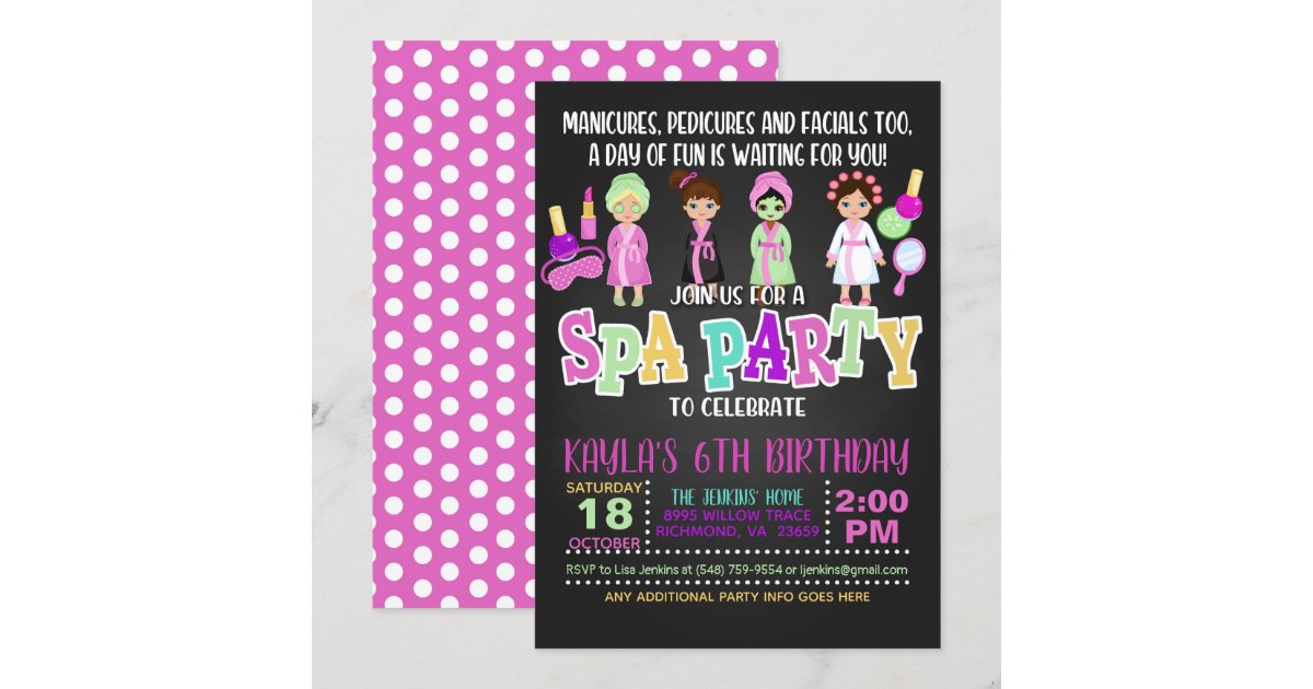Spa Birthday Party Invitation - Girls | Zazzle
