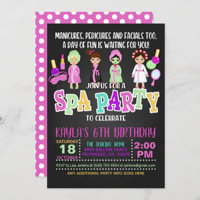 Spa Birthday Party Invitation - Girls | Zazzle