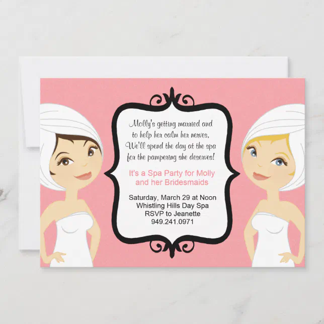 Spa Bridal Party Invitation | Zazzle