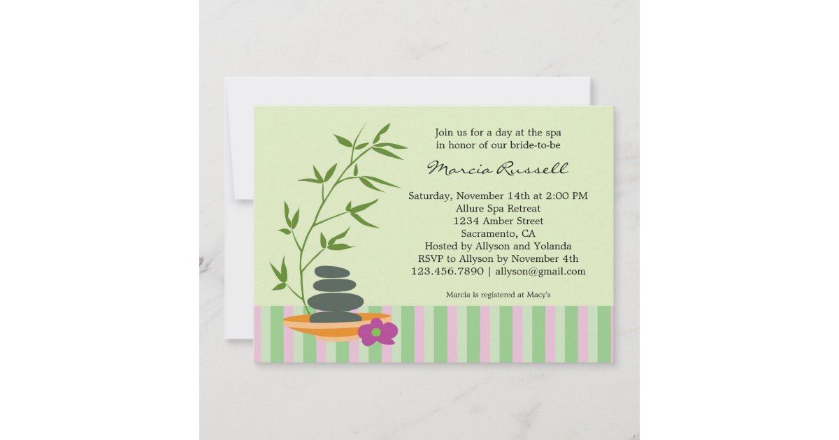 Spa Bridal Shower Invitation | Zazzle