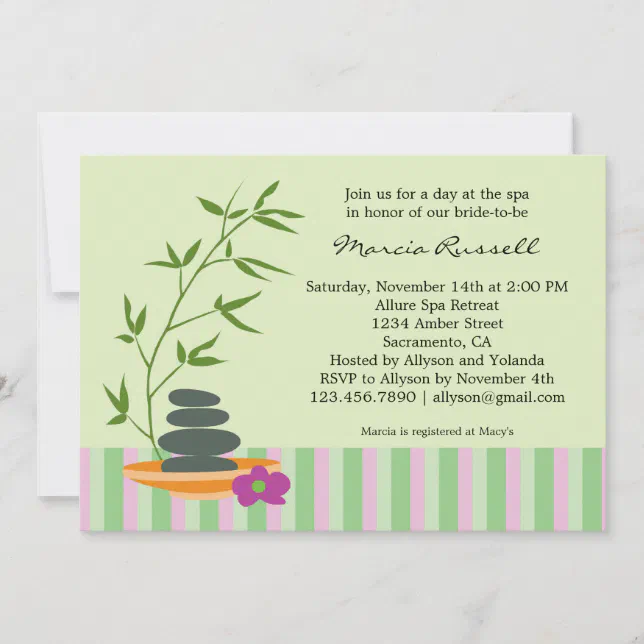 Spa Bridal Shower Invitation | Zazzle