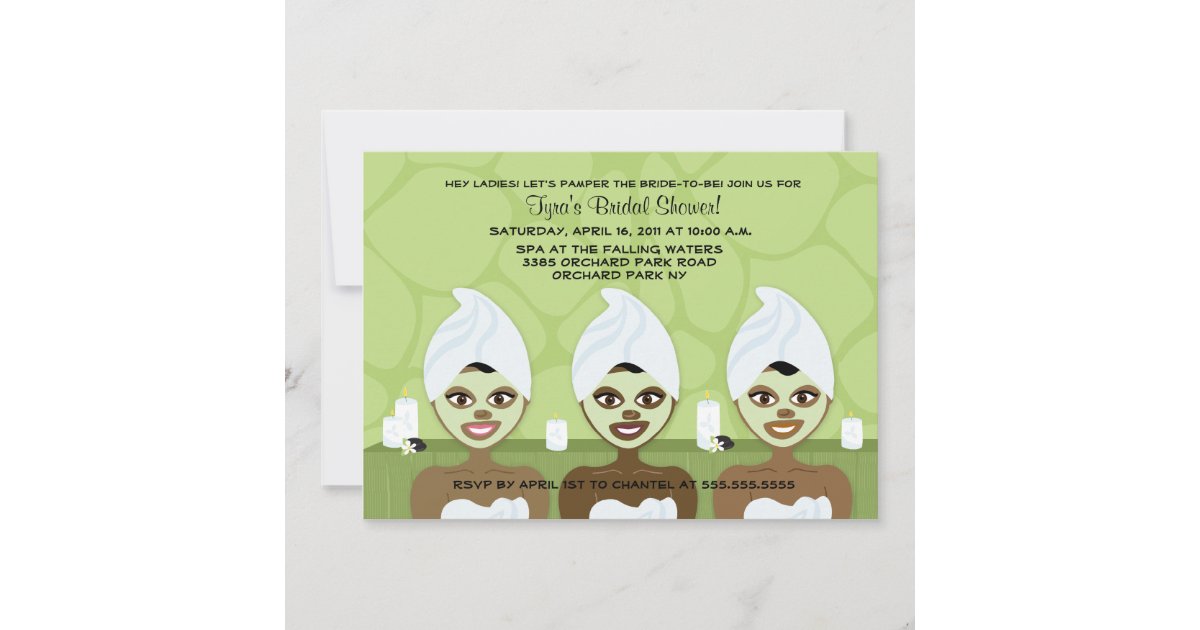 SPA BRIDAL SHOWER INVITATION - Green | Zazzle